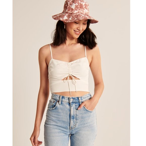 Abercrombie & Fitch | Tops | Nwt Af White Cinched Front Cutout Top ...